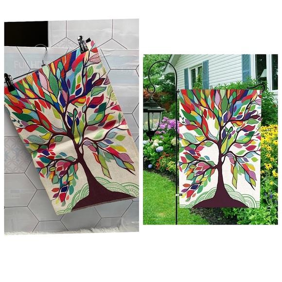 Other | Garden Flag Colorful Rainbow Tree Of Life 1218 Inch Double ...
